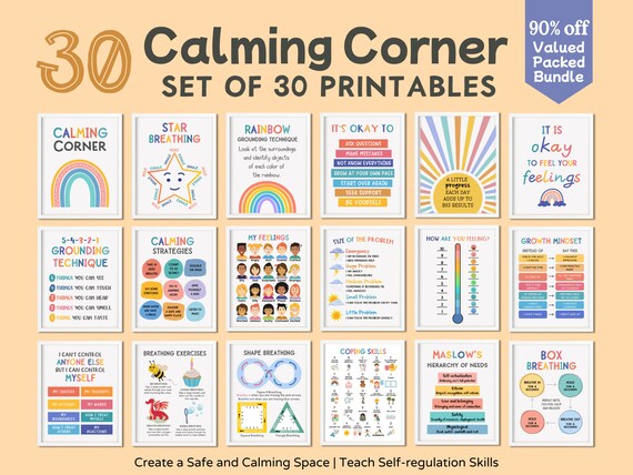 Set of 30 Calming Corner Strategies Calm Down Kit Poster - Etsy
