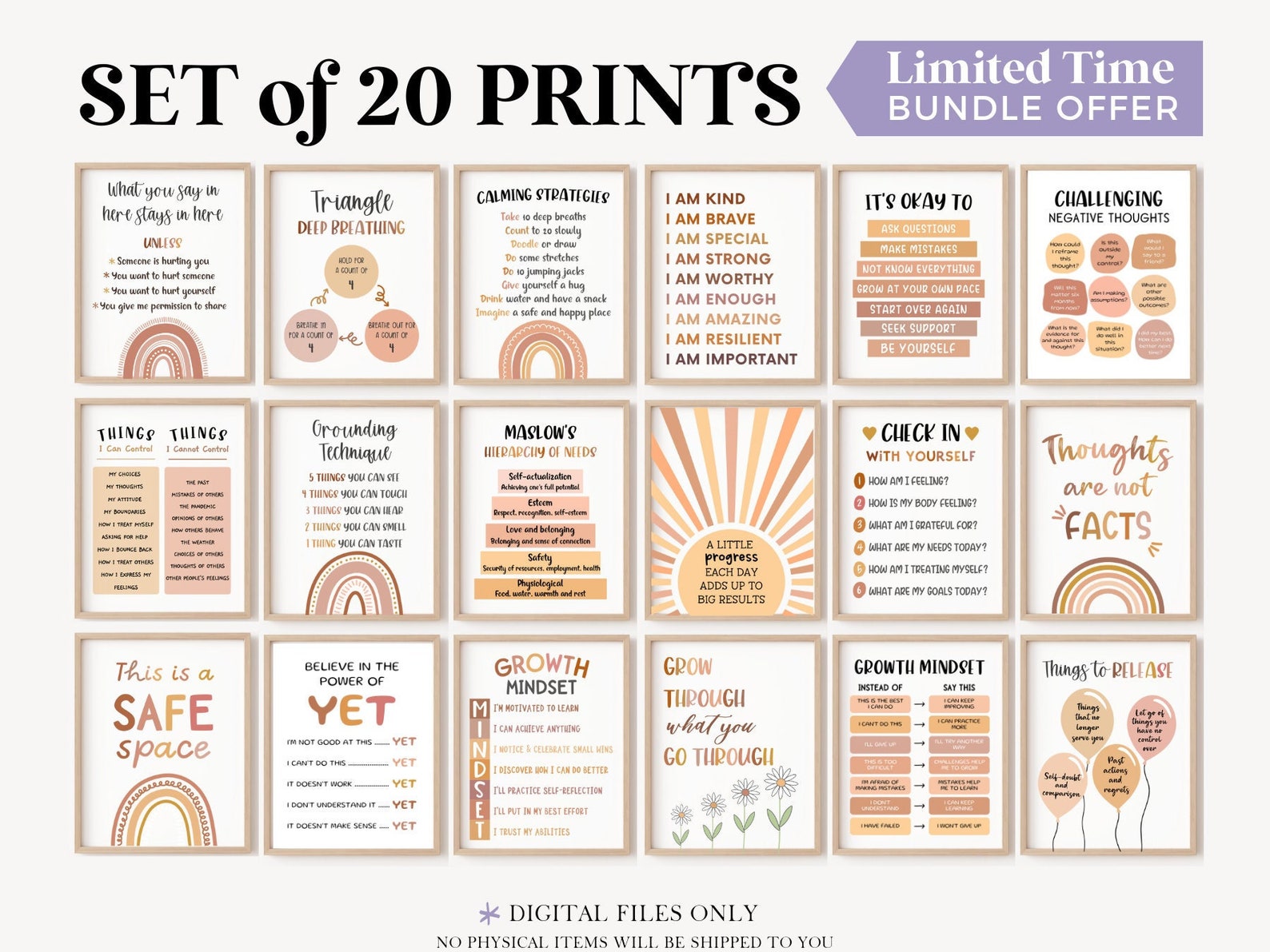 20 Boho Therapy Office Decor Mental Health Poster School - Etsy