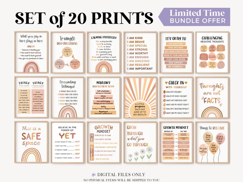 20 Boho Therapy Office Decor Mental Health Poster School - Etsy
