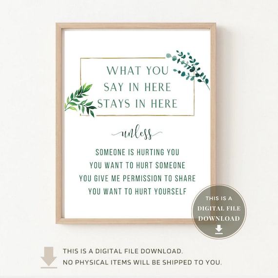 Confidentiality Counseling Office Decor Sign Social Work - Etsy
