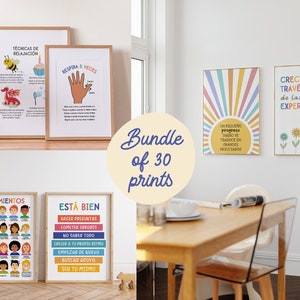 30 Spanish Classroom Educational Posters Wall Art Bundle Decorations ...