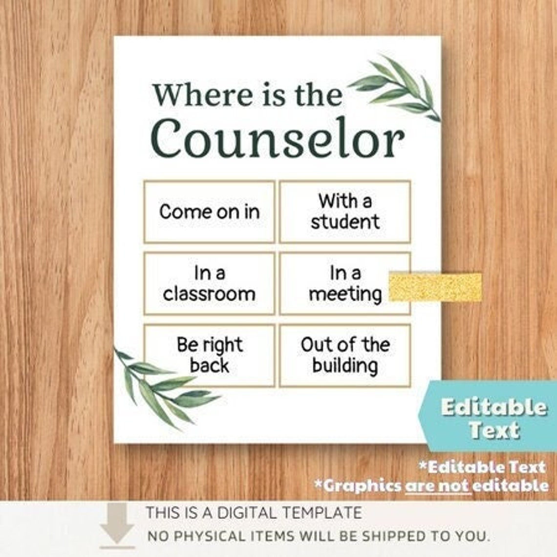 Editable School Counselor Sign Door Office Where is the Social Worker ...