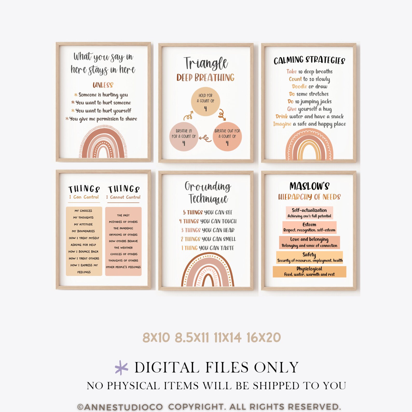 Boho 12 School Counselor Office Decor Poster Psychologist Wall - Etsy