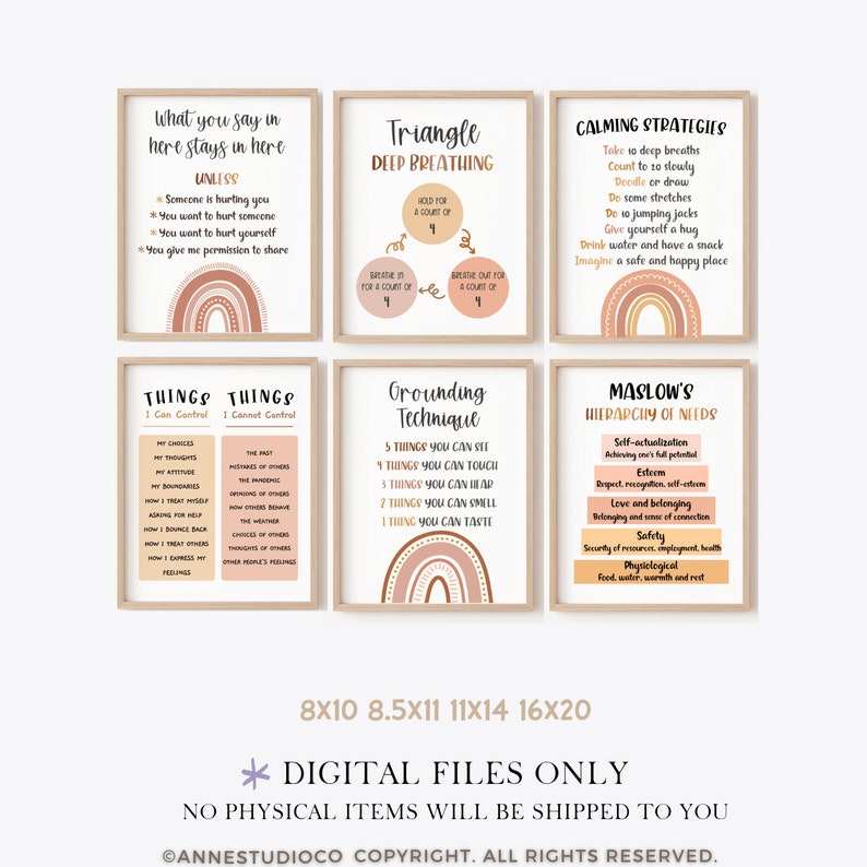 Boho 12 School Counselor Office Decor Poster Psychologist Wall Art ...