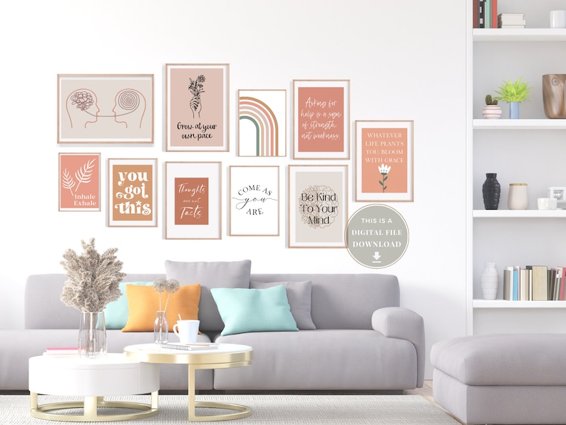 Boho Therapy Office Decor Signs Set Mental Health Posters School ...