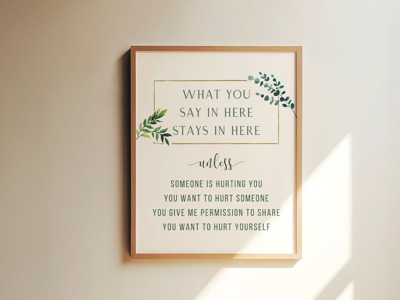 Confidentiality Poster Counseling Office Decor Sign Social Work School ...
