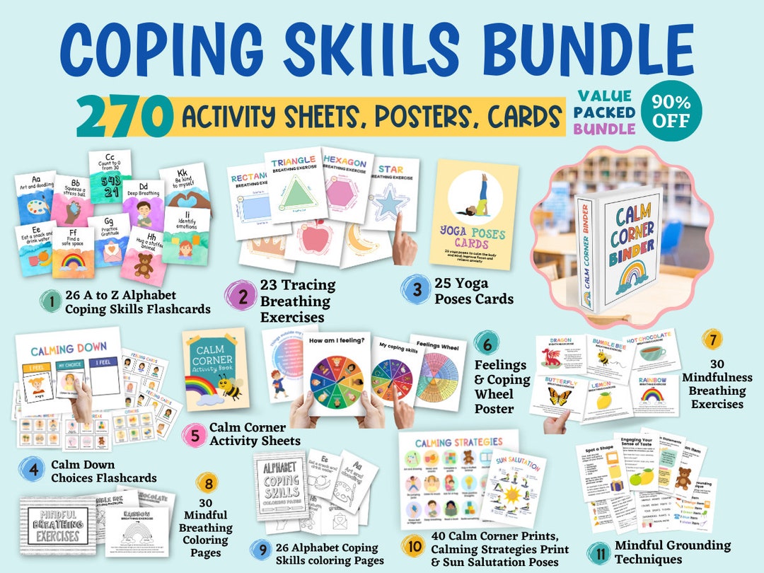 270 Kids Coping Skills Cards Therapy Activities Tools Anxiety Mindful ...