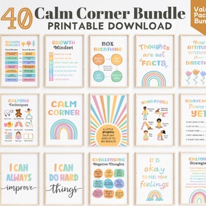 40 Calm Down Corner for Preschool Poster Bundle Coping Skills for Kids ...