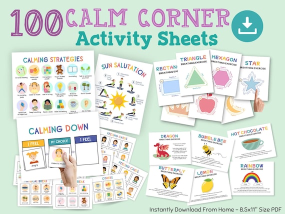 100 Calm Down Corner Kit Calming Decor Printable Sign Posters - Etsy