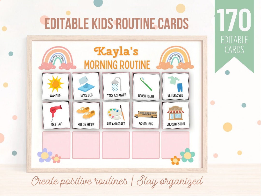 170 Editable Homeschool Routine Cards Bedtime Chart for Toddler ...