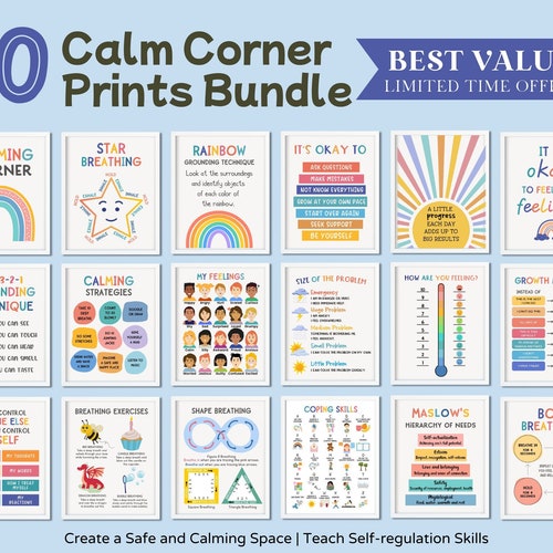 16 Calming Corner Posters Kit for Kids Calm Down Printable - Etsy