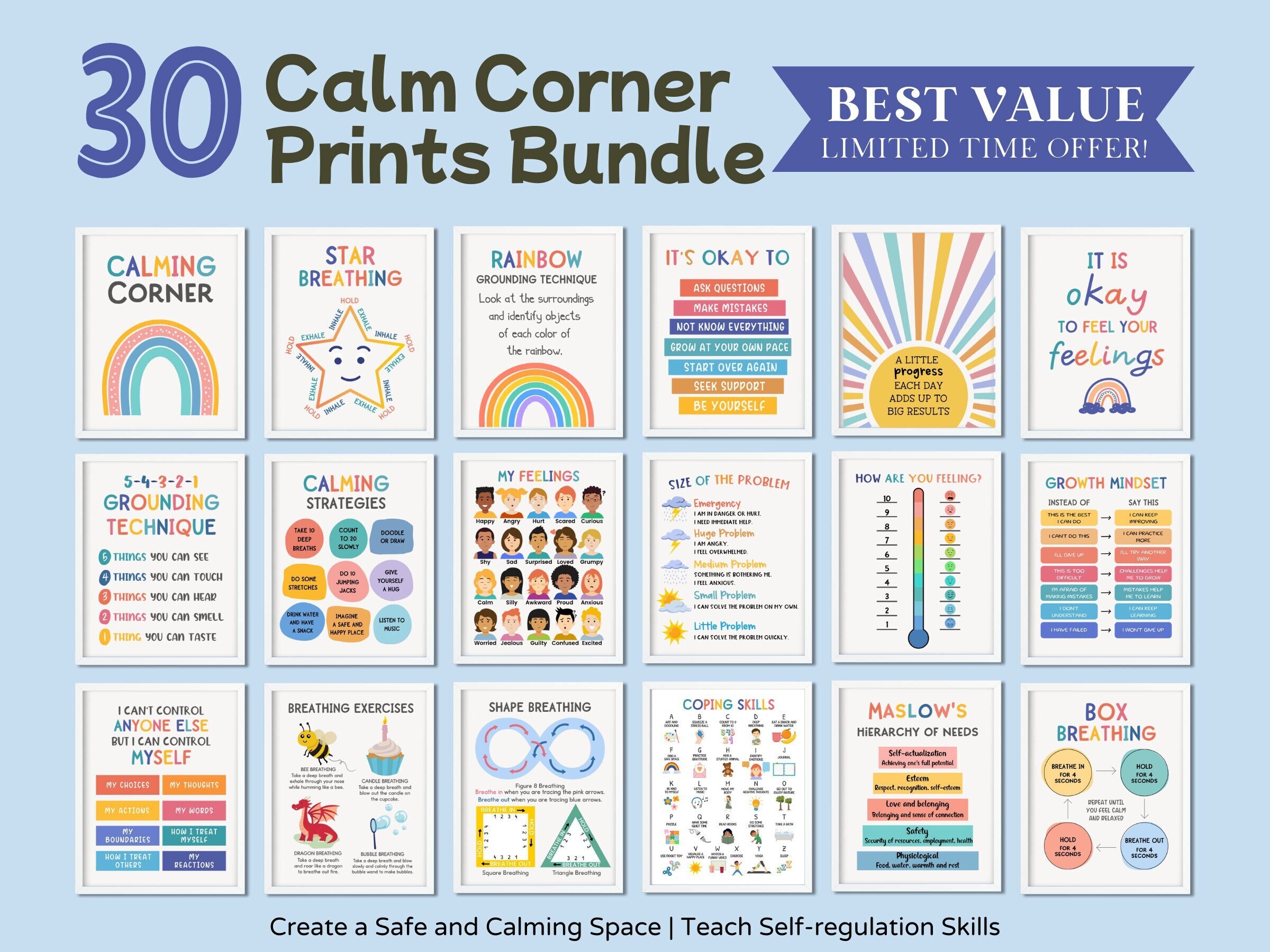 30 Calm Down Corner Posters Sign Kit Calming Decor Print - Etsy UK