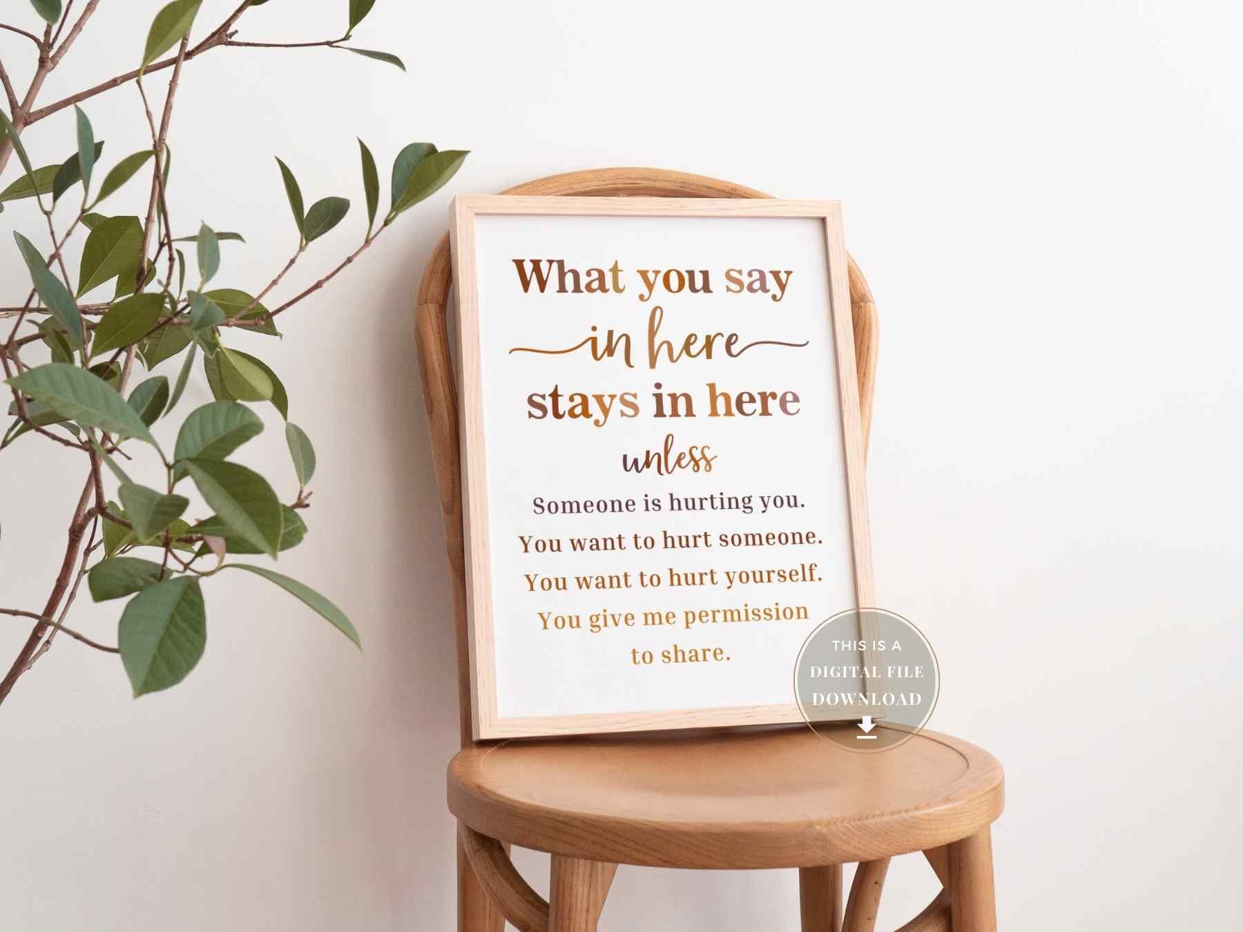 What You Say in Here Stays in Here Unless Poster Confidentiality Sign ...