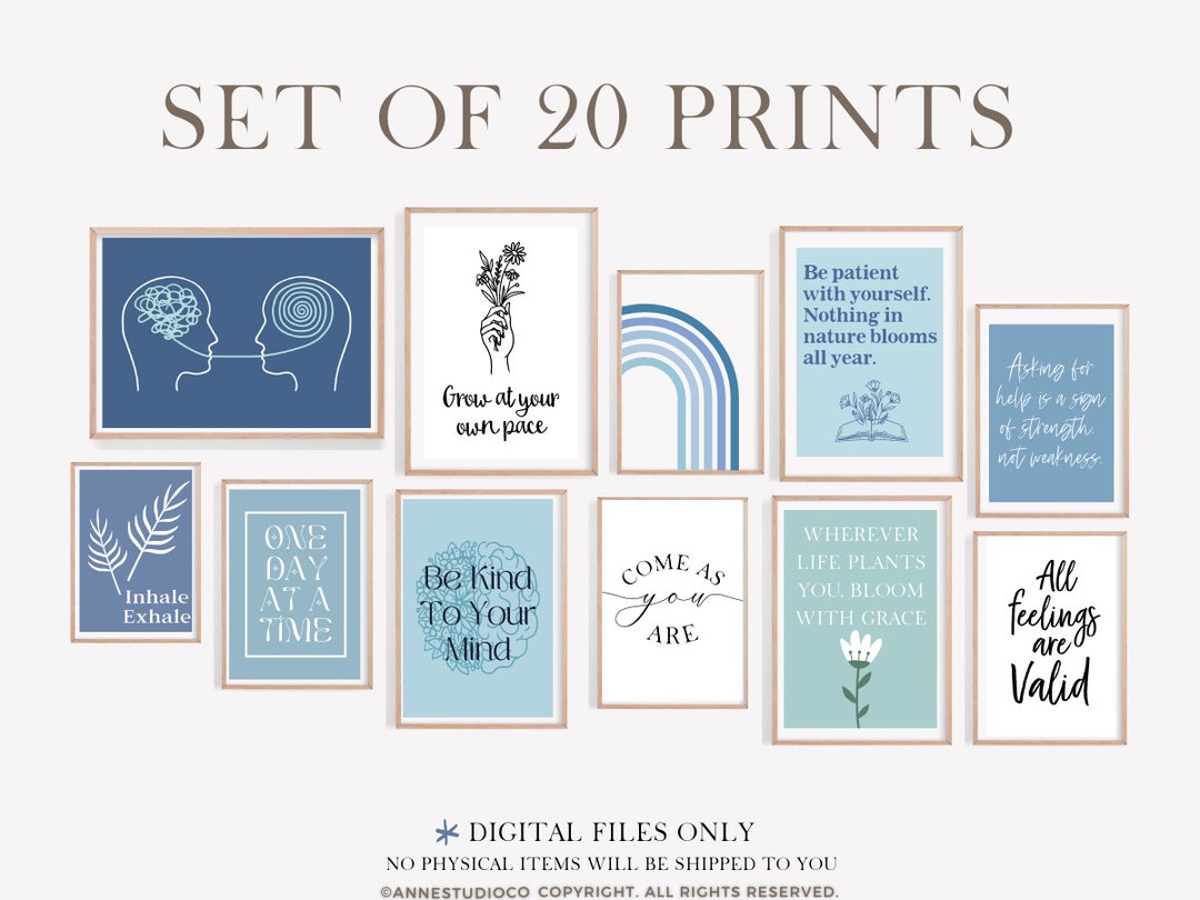 20 Therapist Decor Posters Counseling Room Bundle Psychologist Wall Art ...