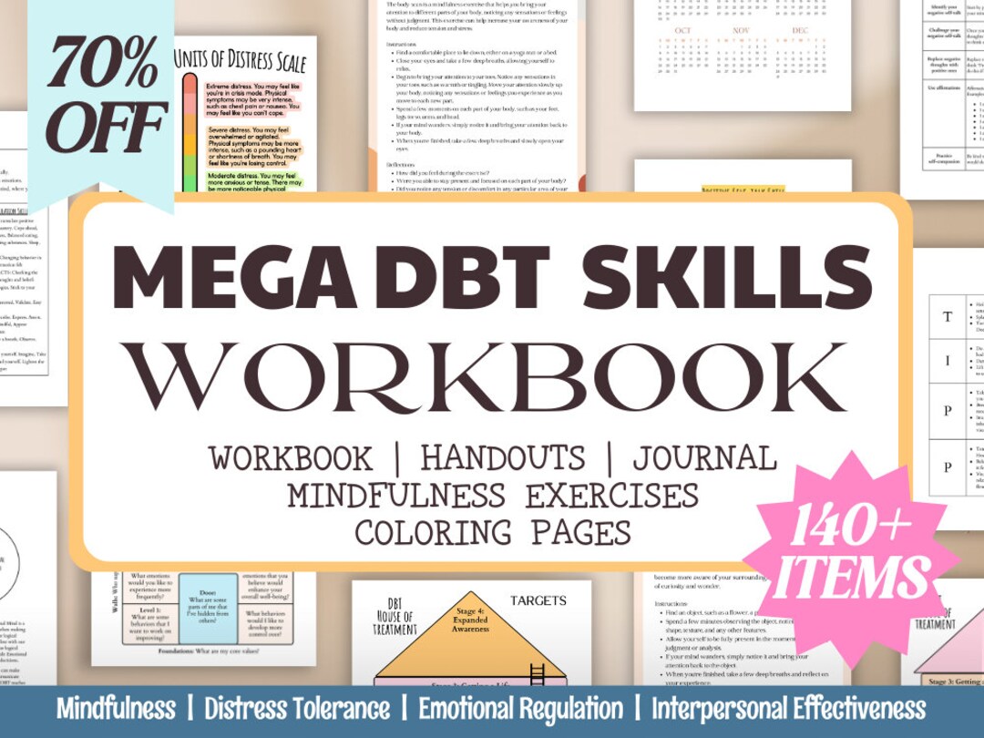 DBT Mega Bundle Skills Worksheets Adults Workbook Counselling Therapy ...