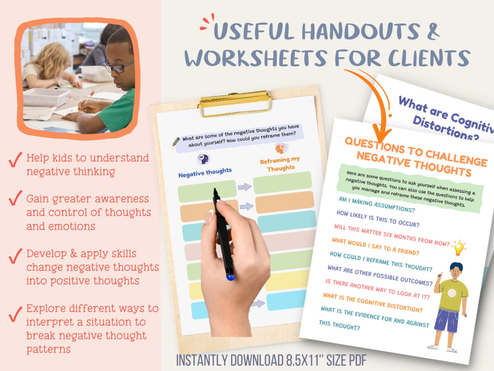 Cognitive Distortions for Kids Worksheet Unhelpful Thinking Styles ...