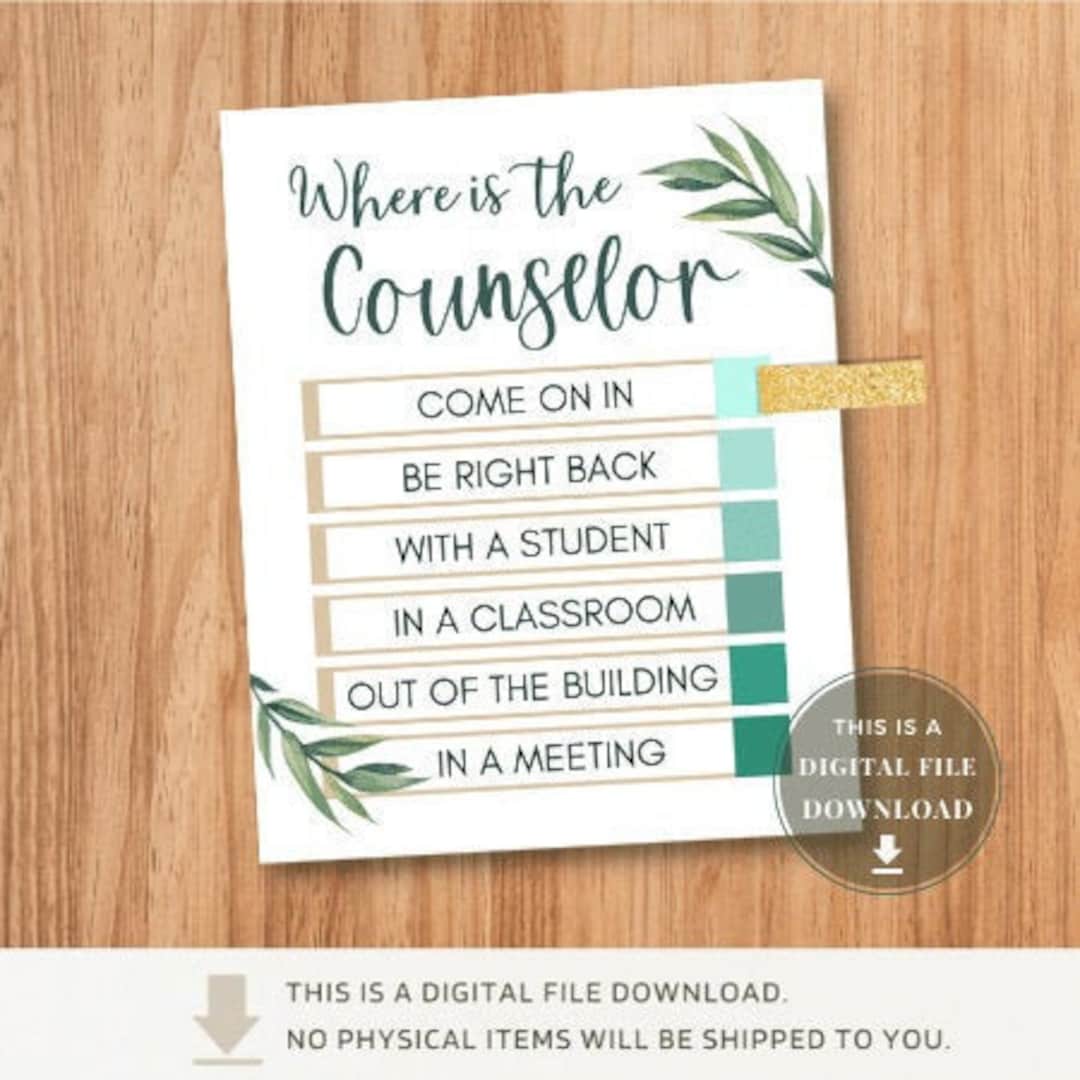School Counselor Door Sign Counseling Office Print for Wall Decor Where ...