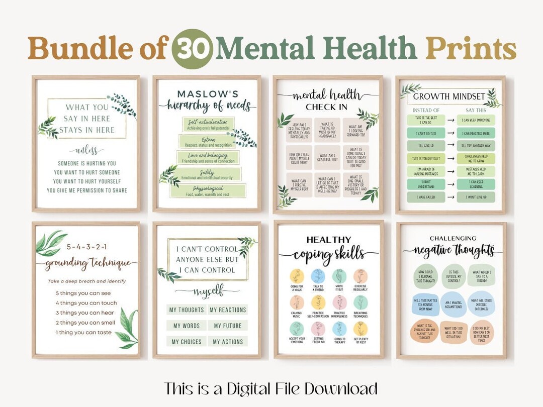 30 Mental Health Office Decor Psychologist Poster Therapist Prints ...