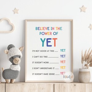 The Power of yet Poster Classroom Therapy Office Decor Growth Mindset ...