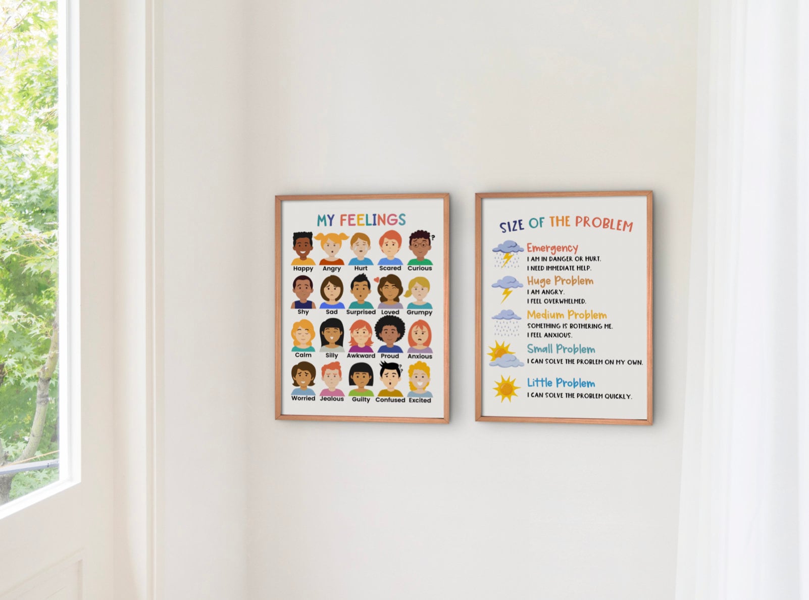 4 Feelings Chart Toddlers Emotions Poster Psychologist Decor Kids ...