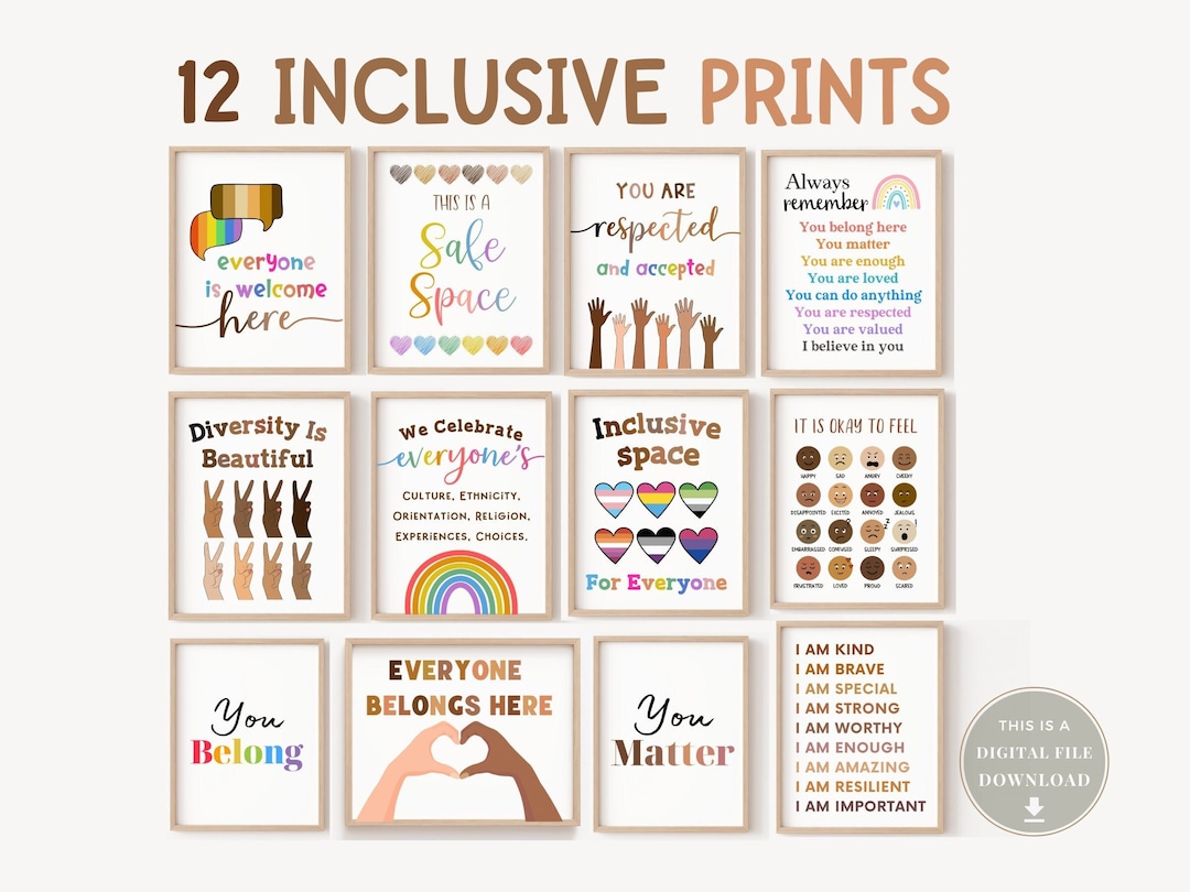 12 Inclusion Posters School Counselor Office Decor Inclusive Wall Art ...