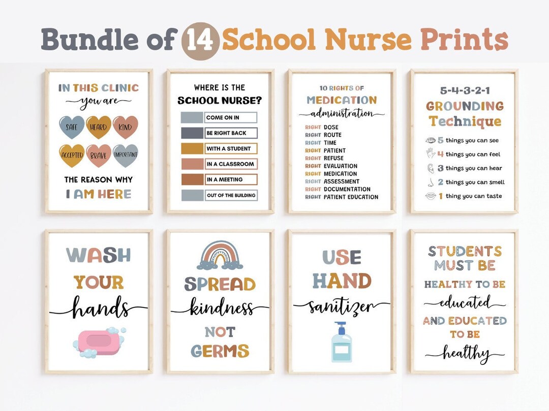 14 School Nurse Office Decor Posters Boho Health Clinic Wall Art Welcome Room Where Is Door Sign