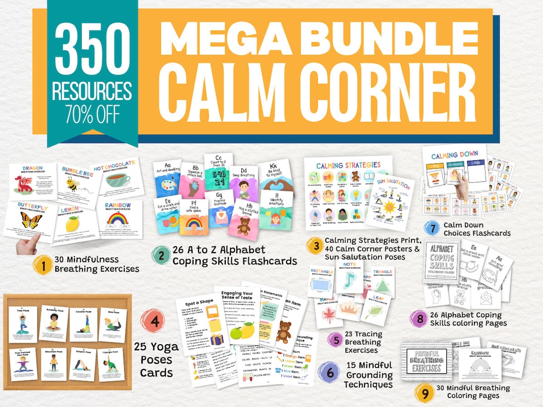 Calming Corner Kids Kit for Coping Skills Bundle Self Emotional ...