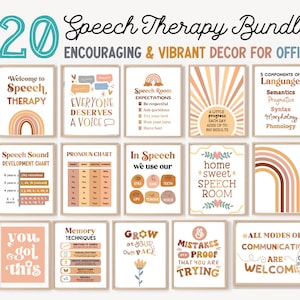20 Speech Therapy Wall Art Prints SLP Printables Language Pathologist ...