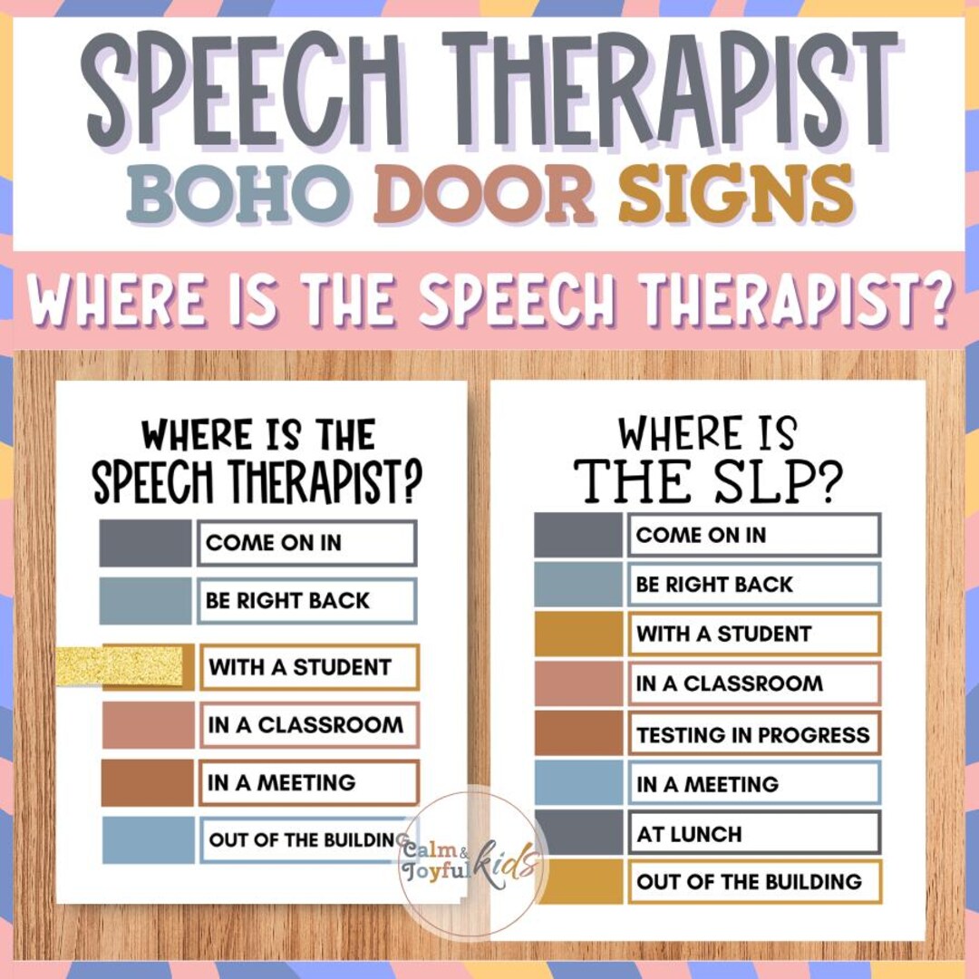 Where is the Speech Therapist Door Sign Speech & Language SLP Posters ...
