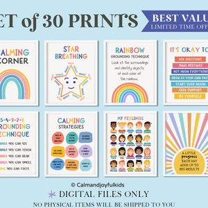 30 Calm Down Corner Posters Sign Kit Calming Decor Print Educational ...