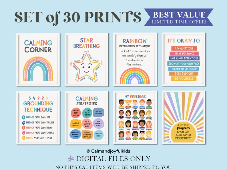 30 Calm Down Corner Posters Sign Kit Calming Decor Print - Etsy