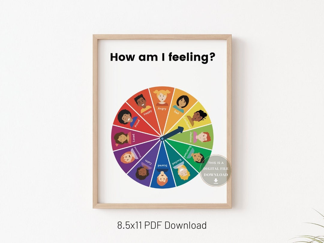 Feelings Wheel for Kids Print Emotions Poster Chart Therapy - Etsy