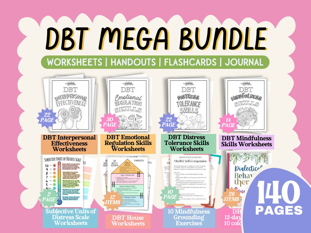DBT MEGA BUNDLE Skills Workbook Therapy Worksheet Activities ...