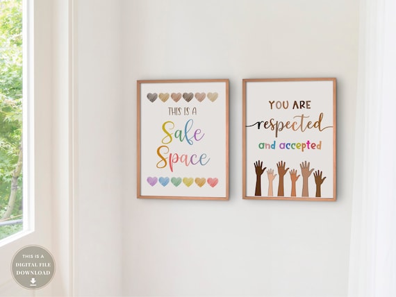 Safe Space 16 Kindness Posters For Kids With Sign, US Letter Size ...