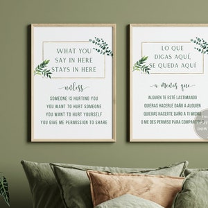 Spanish Confidentiality Sign Poster What You Say Here Stays in Here ...