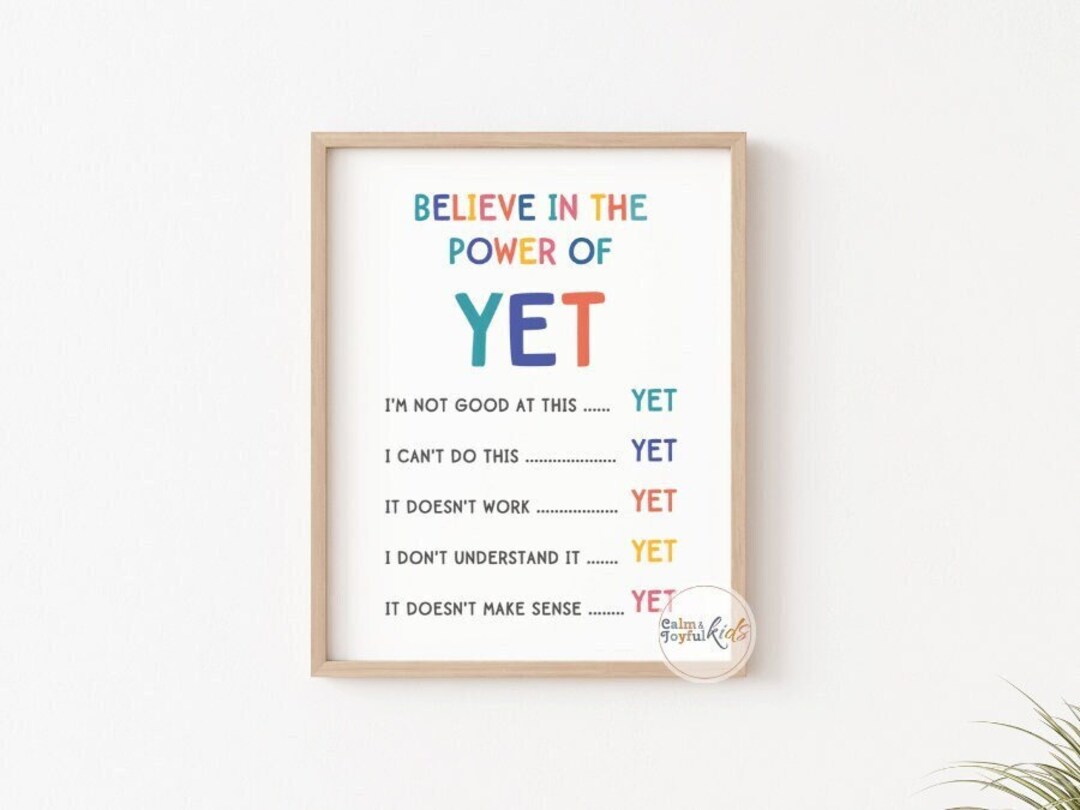 The Power of yet Poster Classroom Therapy Office Decor Growth Mindset ...