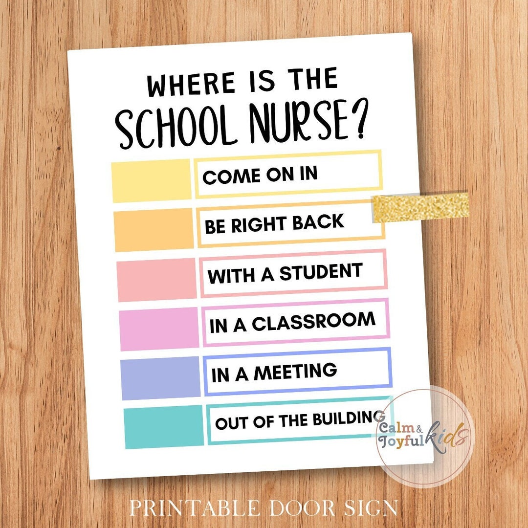 School Nurse Door Sign Where is the Nurse Door Sign Office Decor Hanger ...