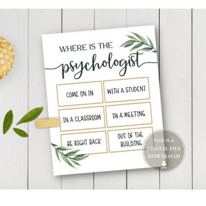 School Psychologist Sign Door Office Where is the Psychologist Poster ...