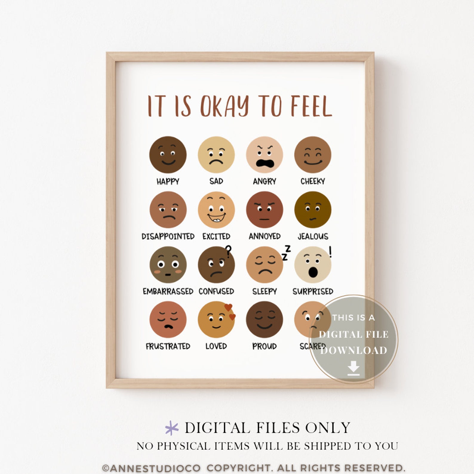 Feelings Chart Printable School Psychologist Office Decor - Etsy