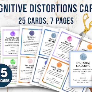 25 Cognitive Distortion Flashcards CBT Poster Therapy Thinking Errors ...