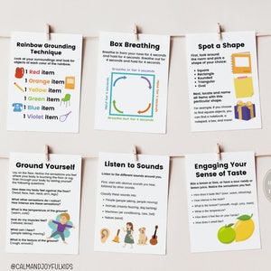 34 Grounding Techniques Cards School Counselor Posters Therapy Office ...