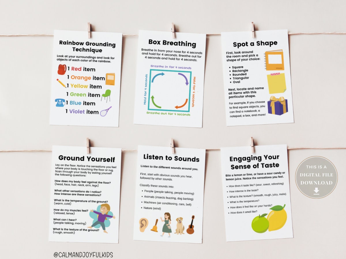 34 Grounding Techniques Cards School Counselor Posters Therapy - Etsy ...