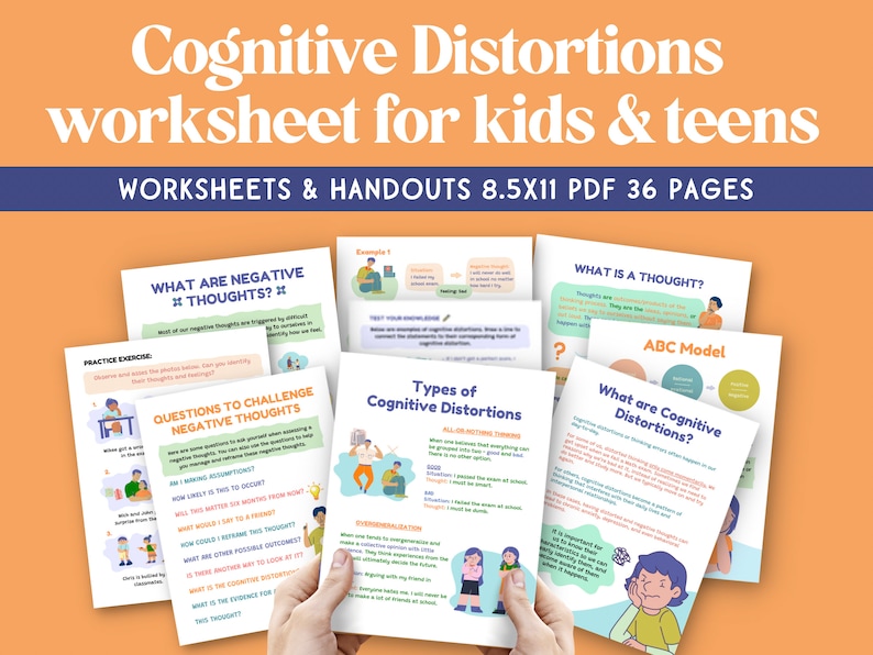 Cognitive Distortions for Kids Worksheet Unhelpful Thinking - Etsy