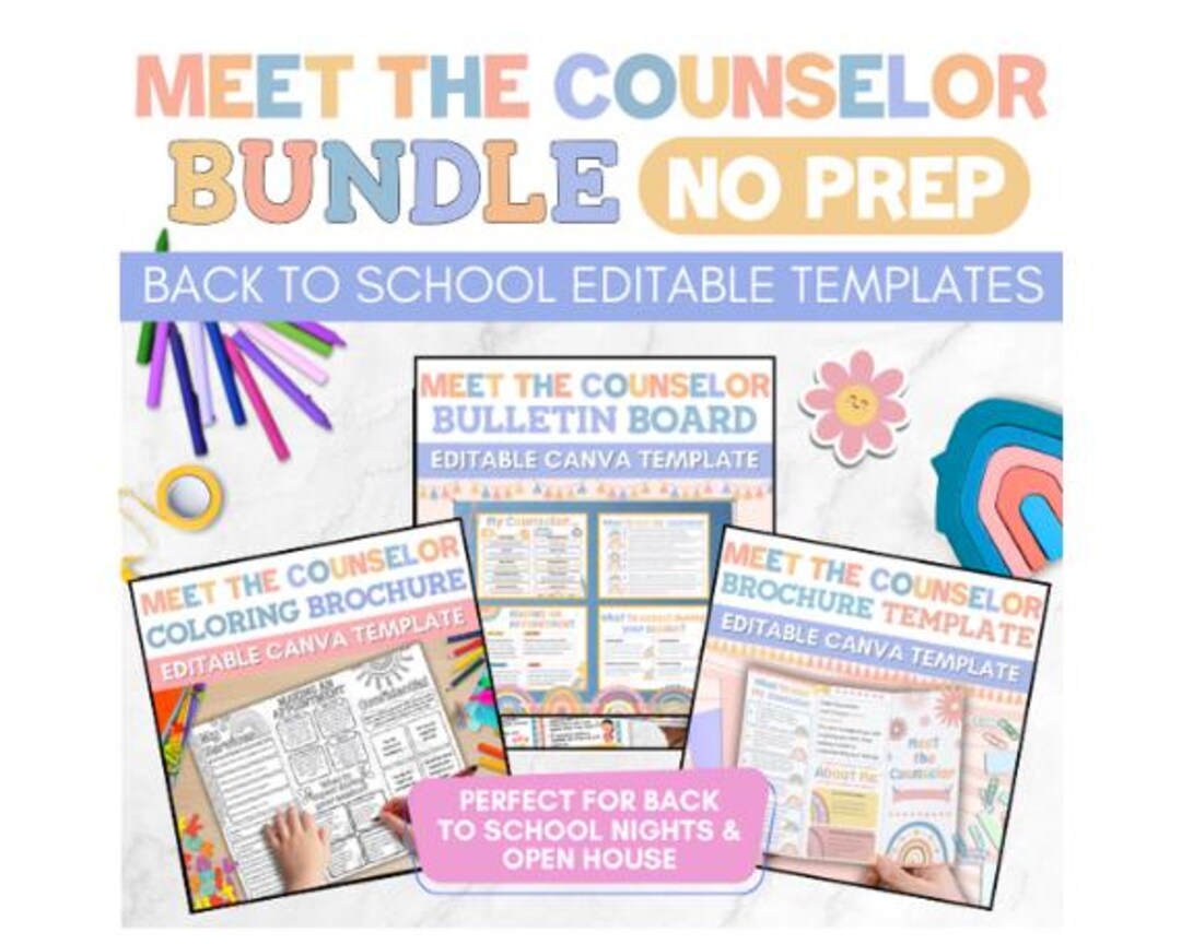 Meet the School Counselor Bulletin Board Signs Template Editable ...