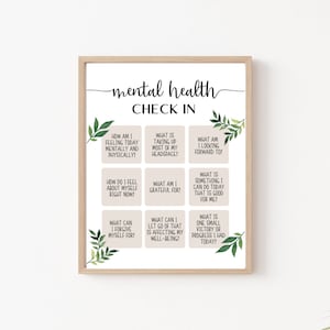 Mental Health Check in Poster Self-care Print Therapy Office Decor ...