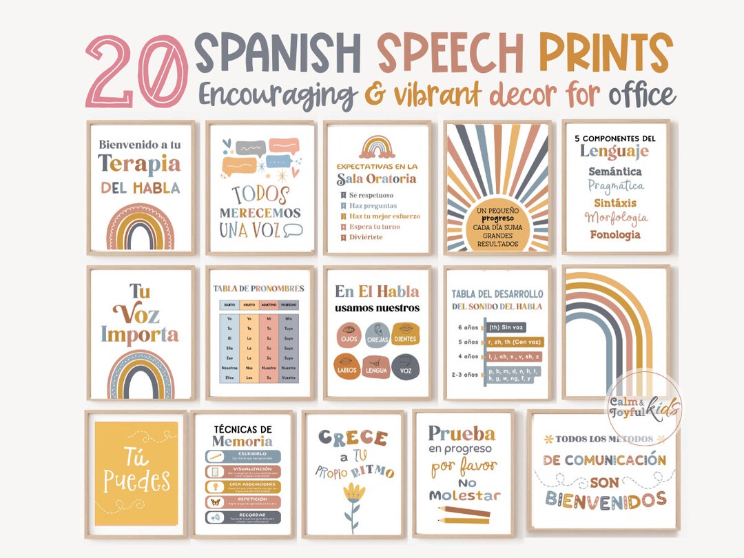 20 Spanish Speech Therapy Room Decor Sign SLP Posters Therapist ...
