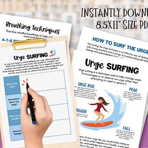 Urge Surfing Therapy Handout Counselor Worksheets Teens Kids Counseling ...