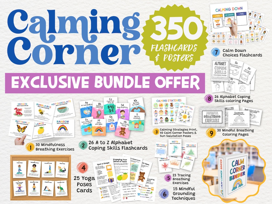 350 Self Regulation Bundle Cards Kids Feelings Poster Mindfulness SEL ...