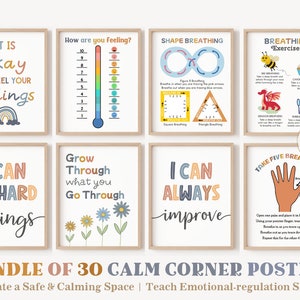 30 Calming Corner Classroom Boho Calm Down Printable Decor Wall Art ...