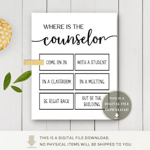 School Counselor Door Sign Print for Office Decor Where is the ...